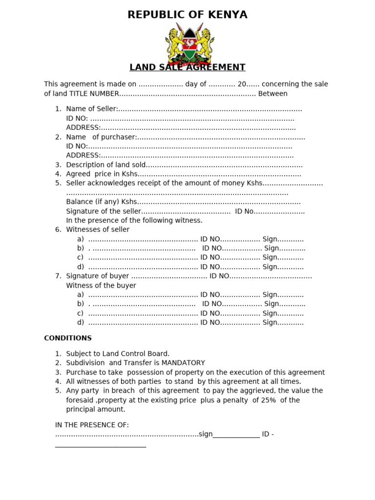 Land Sale Agreement FORM-1 | PDF