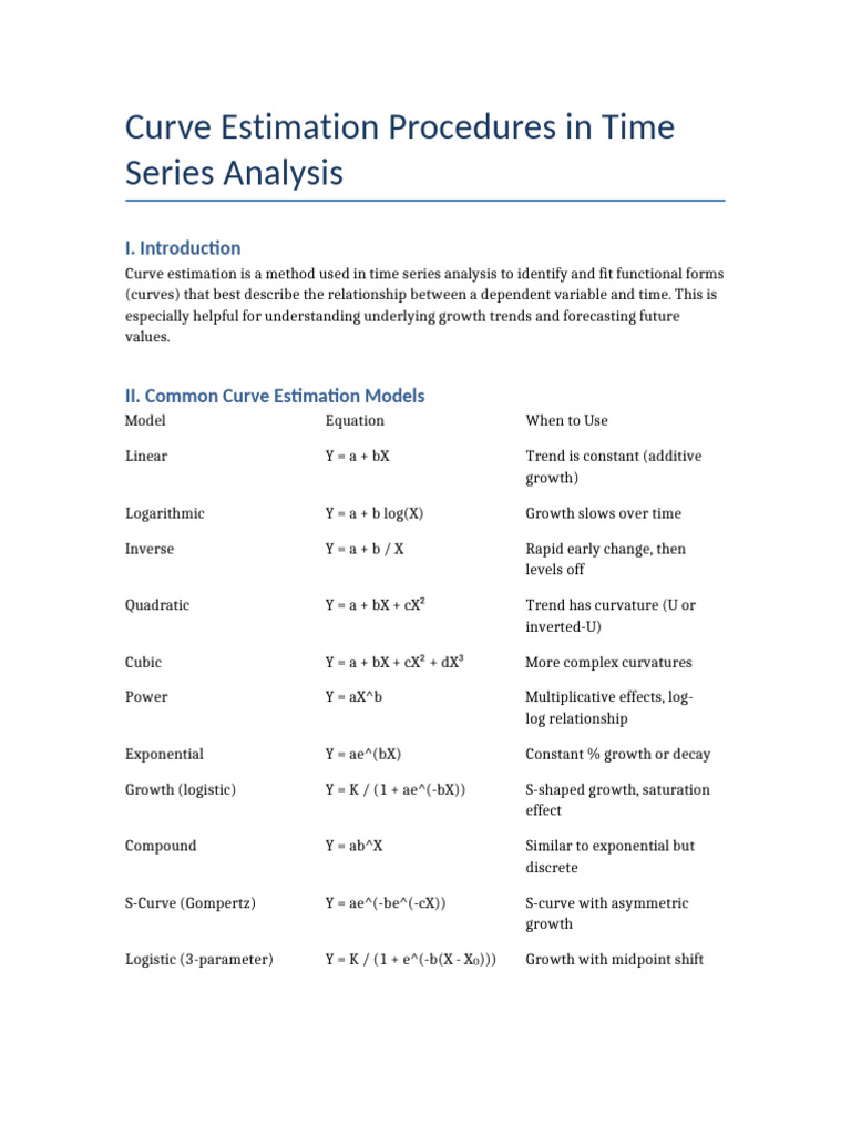 Time Series Curve Estimation Techniques | PDF | Logistic Function ...