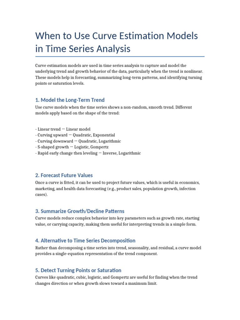 Curve Estimation in Time Series Analysis | PDF