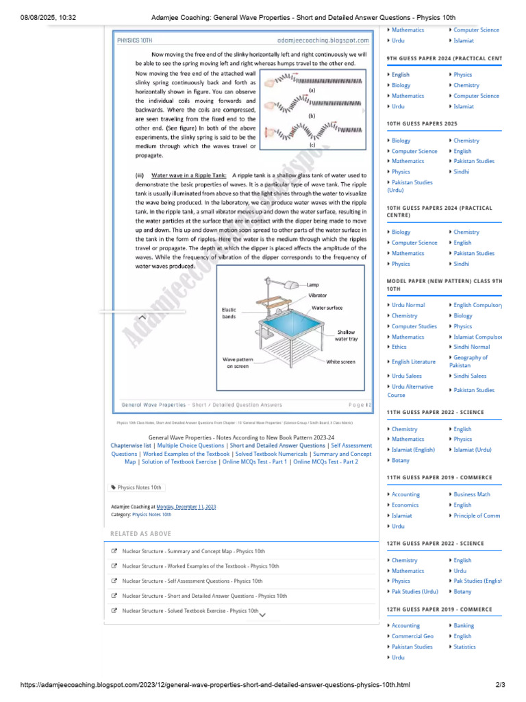 Adamjee Coaching - General Wave Properties - Short and Detailed Answer ...