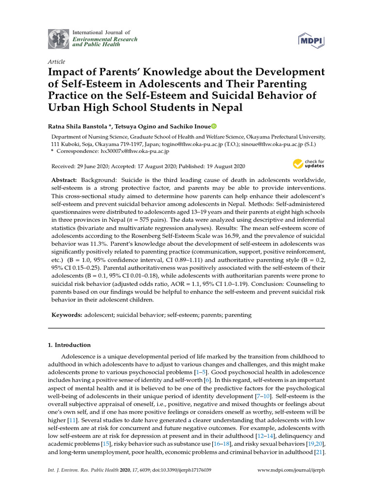 Parents' Impact on Adolescent Self-Esteem | PDF | Parenting | Adolescence
