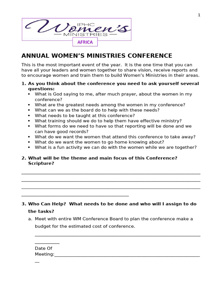 Women's Conference Planning Guide | PDF