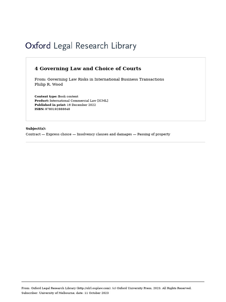 Governing Law in International Contracts | PDF | Tort | Legal Liability