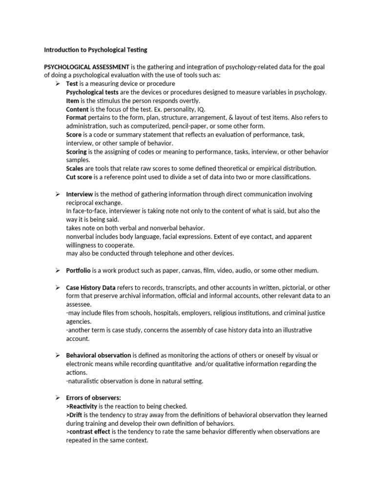 Introduction to Psychological Testing | PDF | Errors And Residuals ...