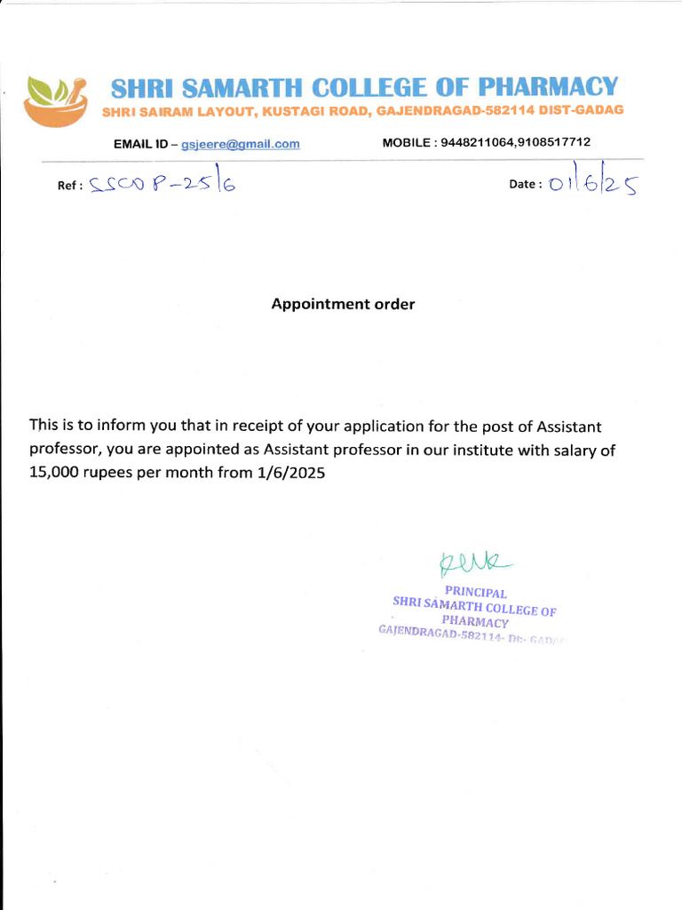Appointment Order for Assistant Professor | PDF