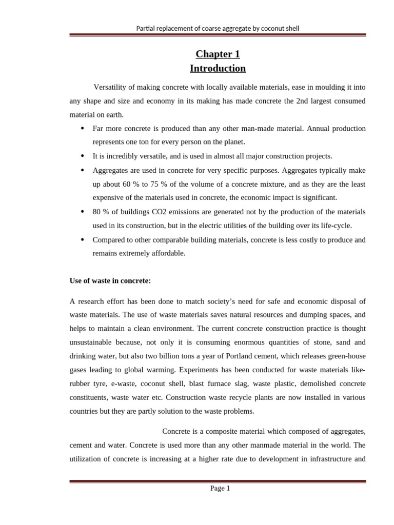 Coconut Shell as Coarse Aggregate in Concrete | PDF | Concrete ...