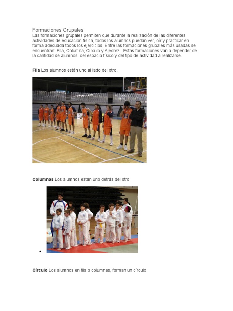 Formaciones Grupales | PDF | Gimnasia | Educación Física