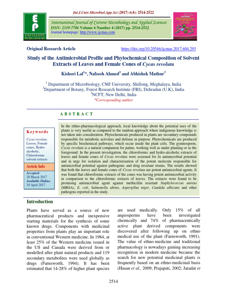 Antimicrobial Study of Cycas revoluta Extracts | PDF | Methicillin ...