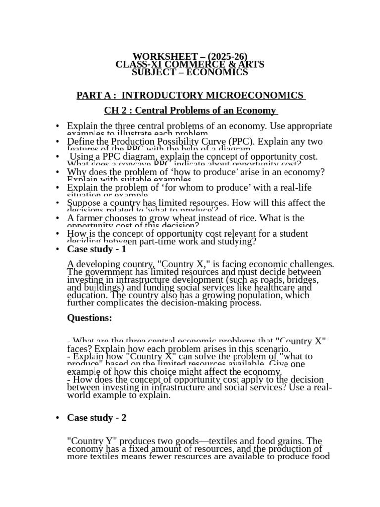 Economic Decision-Making Worksheet | PDF | Opportunity Cost | Economics