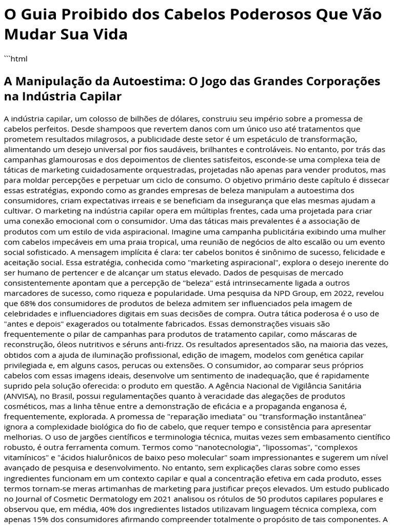 O Guia Proibido Dos Cabelos Poderosos Que Vão Mudar Sua Vida | PDF | Cabelo | Toxicidade