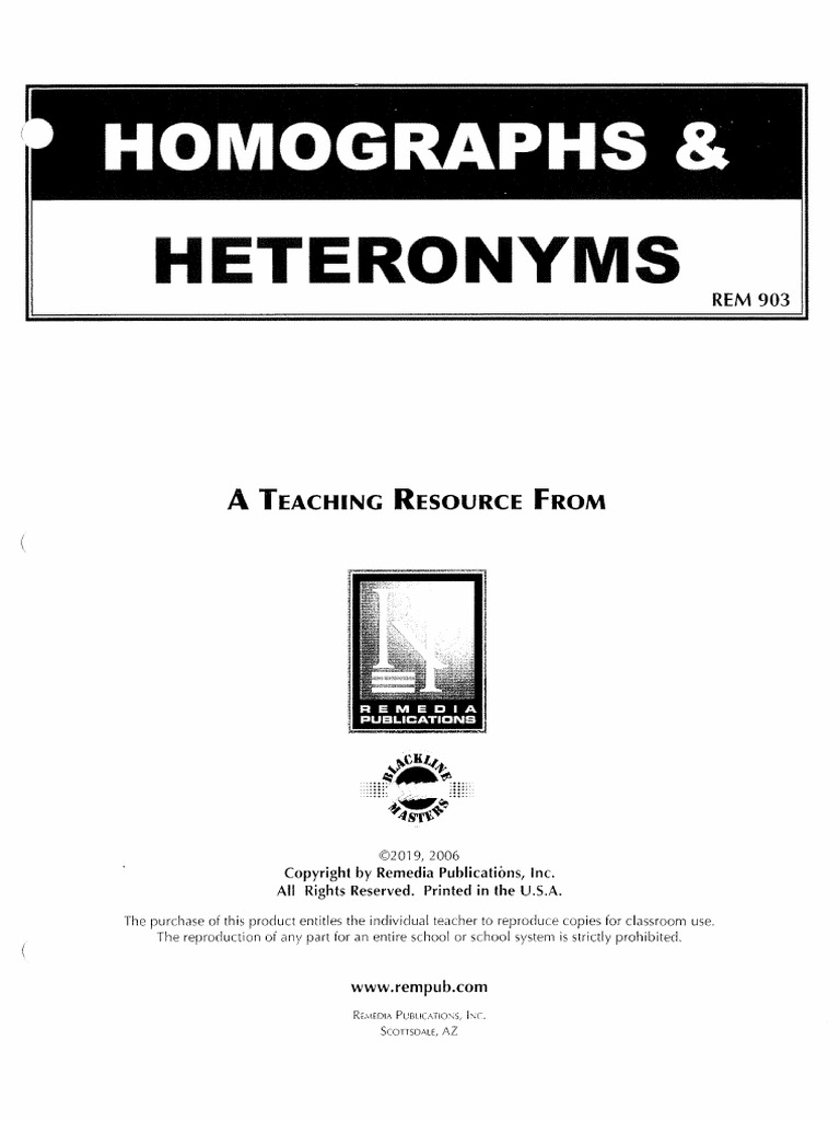 Homographs and Heteronyms | PDF