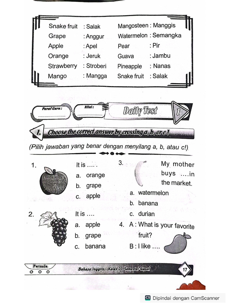 Kelas 2 Fruits | PDF