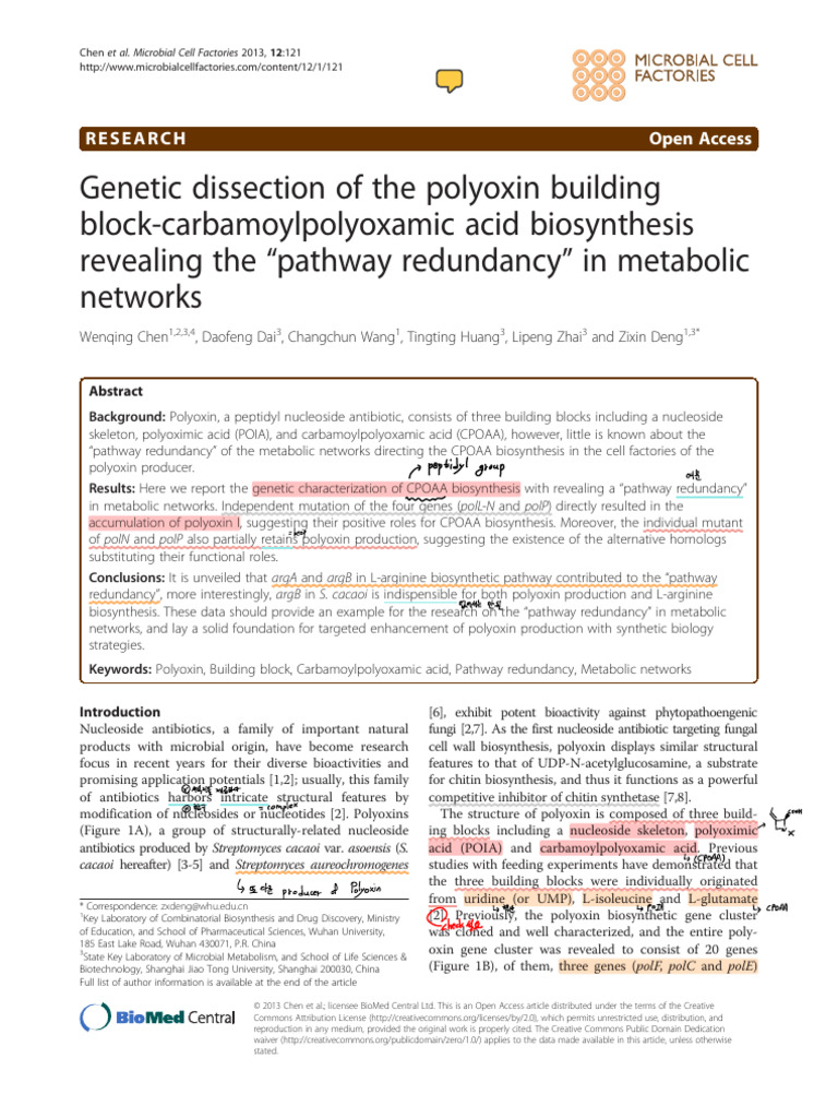 Chen Et Al - 2013 - Genetic Dissection of The Polyoxin Building Block ...