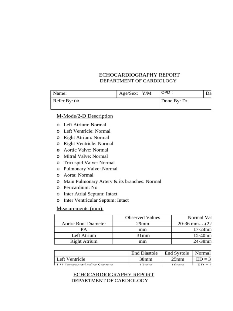 Echocardiography Report Summary | PDF | Heart Valve | Ventricle (Heart)