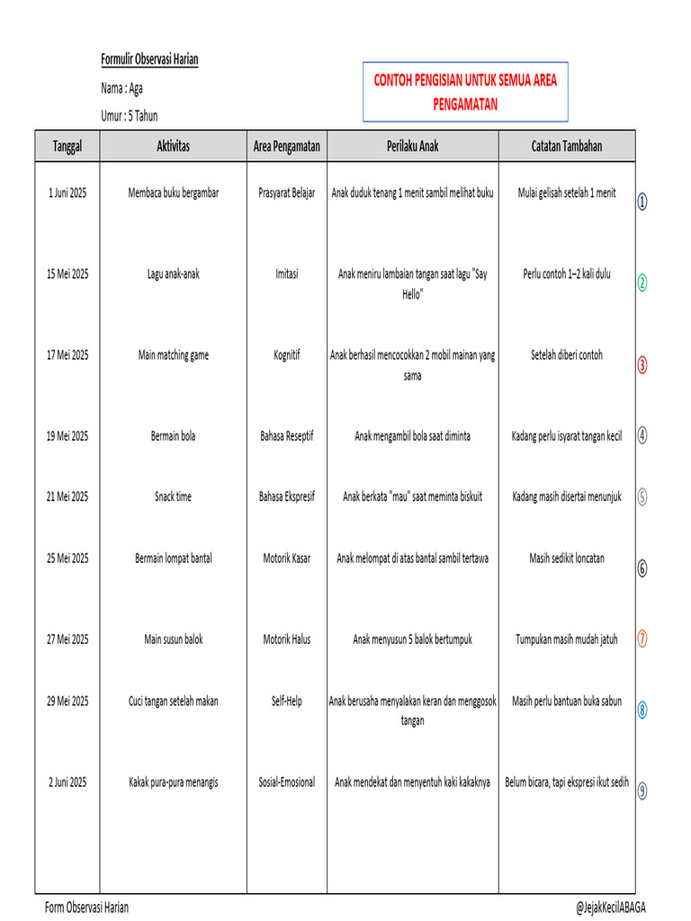 Lampiran 05 Contoh Pengisian Form Observasi Asesmen Mandiri | PDF