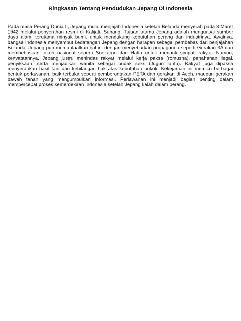 Pendudukan Jepang Di Indonesia | PDF