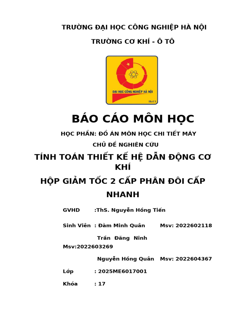 Đồ án CTM - Chuẩn | PDF