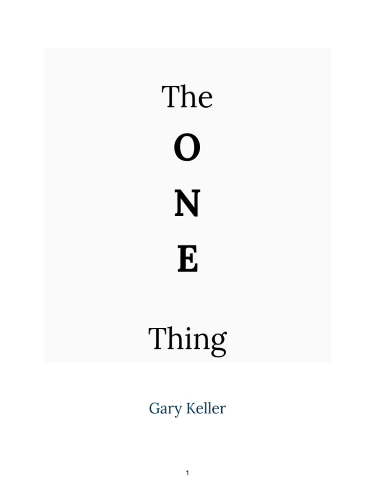 The One Thing - Hingish Summary | PDF