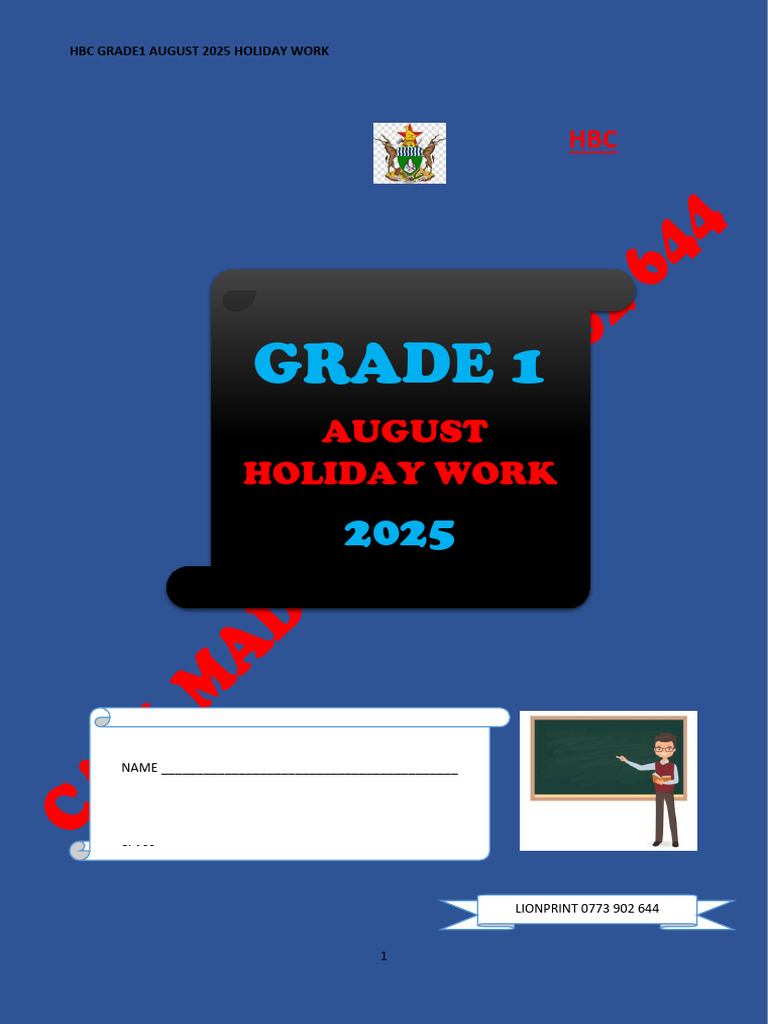 HBC Grade 1 Holiday Work2025 SAMPLE | PDF
