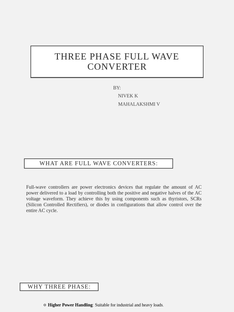 Three-Phase Full Wave Converter Applications | PDF