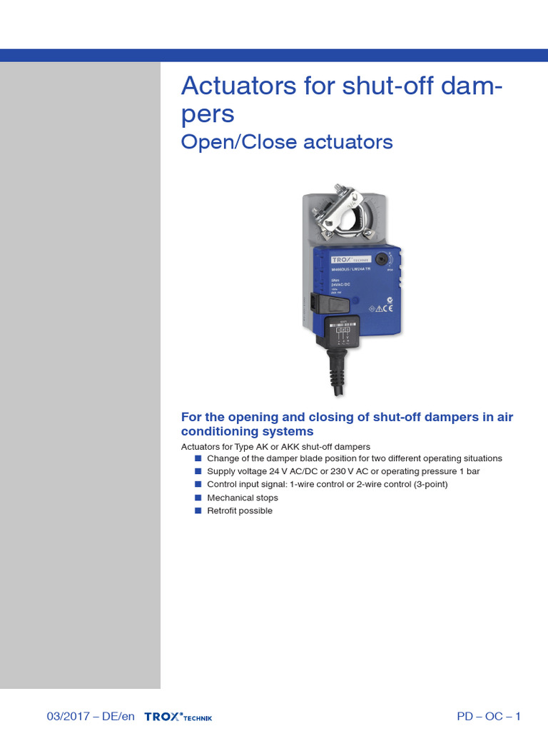 02. TROX - Open-Close Actuator | PDF | Alternating Current | Actuator