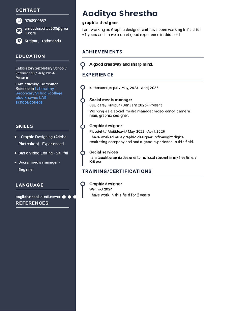 Aditya Shrestha CV | PDF