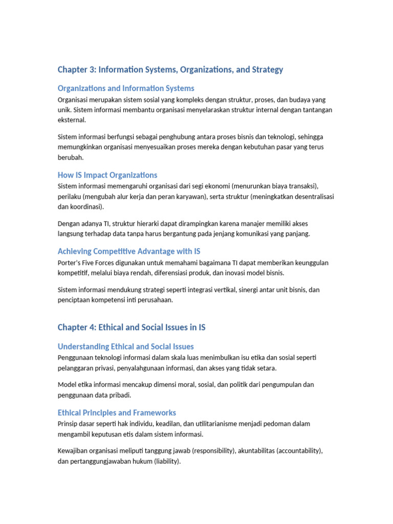 Ringkasan SuperPanjang Bab 3 Sampai 6 MIS Laudon | PDF