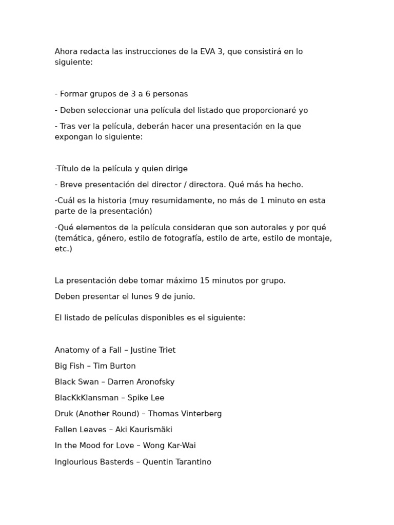 Ahora Redacta Las Instrucciones de La EVA 3 | PDF