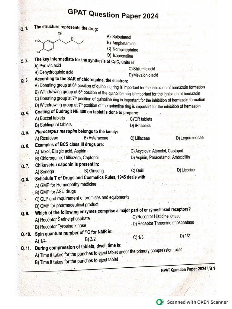 Gpat Question Paper 2024 | PDF