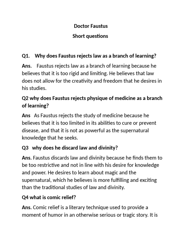 Doctor Faustus Short Questions | PDF | Seven Deadly Sins | Christopher ...