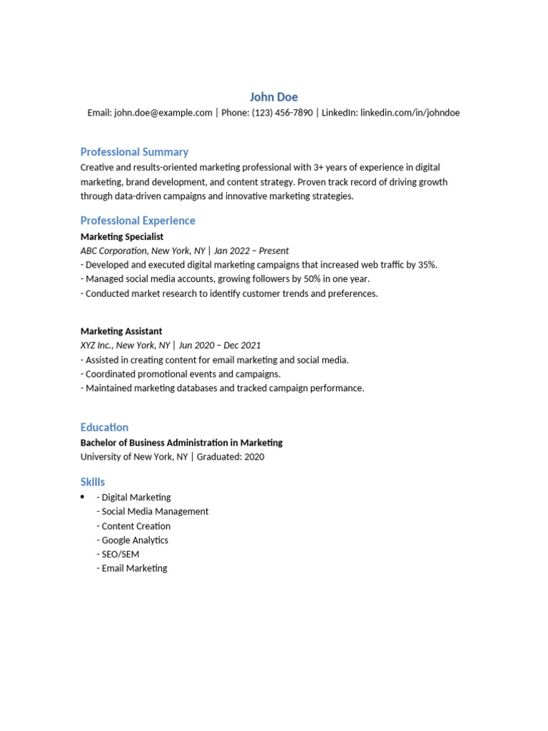 Digital Marketing Specialist Resume | PDF