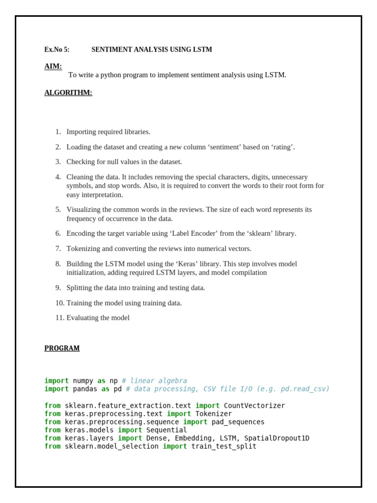 Sentiment Analysis Using LSTM | PDF | Computing | Applied Mathematics