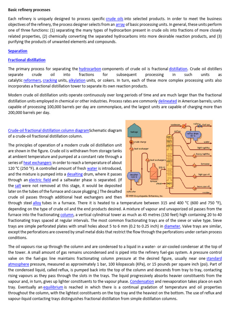 Basic Refinery Processes | PDF | Cracking (Chemistry) | Gasoline
