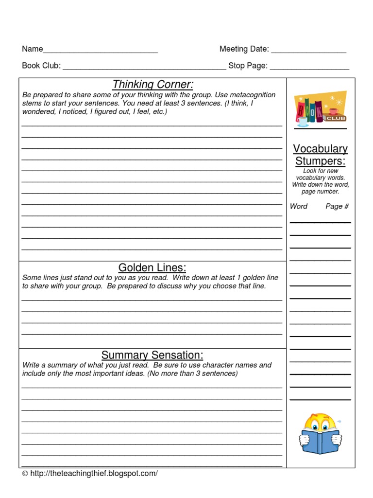 Book Club Meeting Reflection Template | PDF
