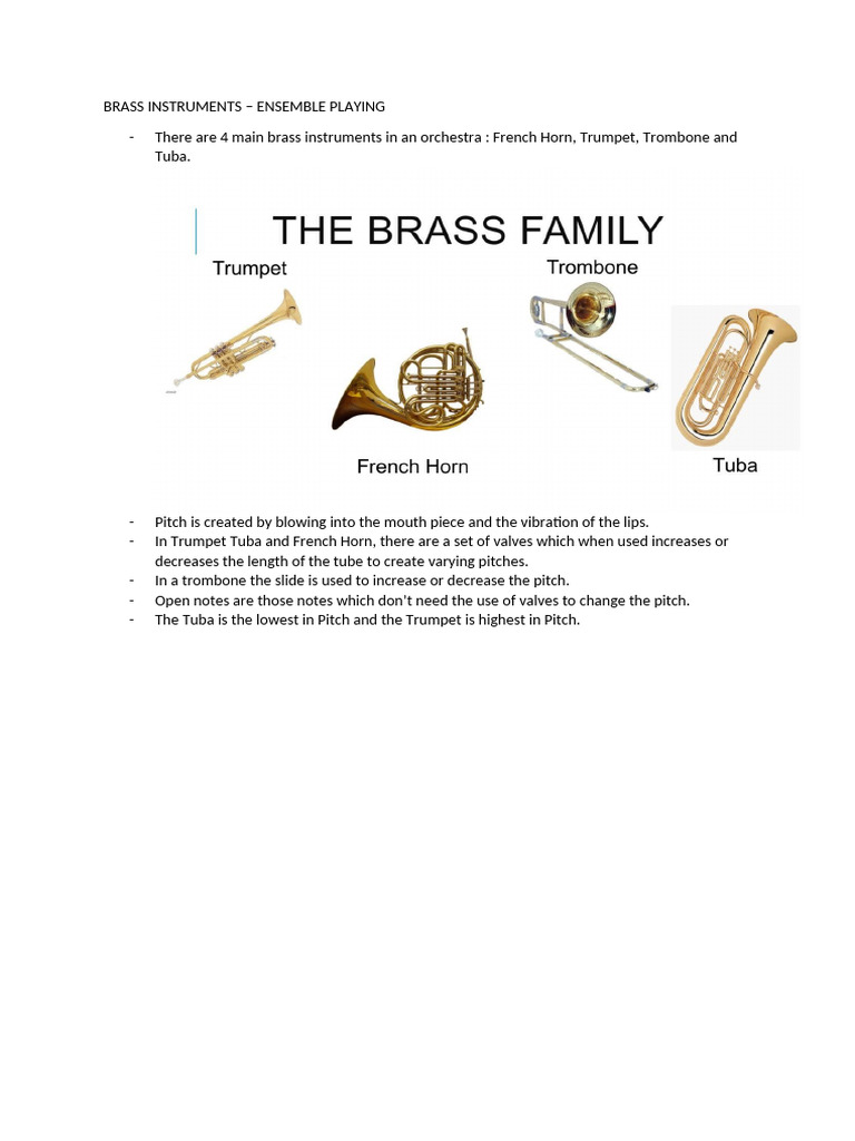 Brass Instruments - Ensemble Playing | PDF