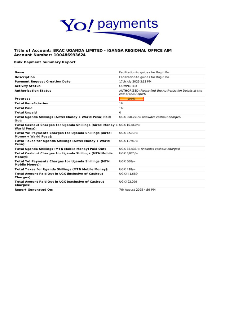 YoPayments - BulkPaymentSummary - 2025-08-07T163948.352 | PDF | Web Software | Computer Libraries