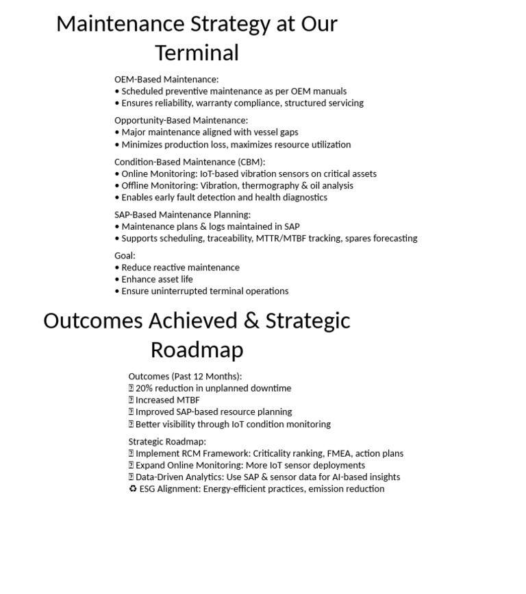 Terminal Maintenance Strategy Overview | PDF