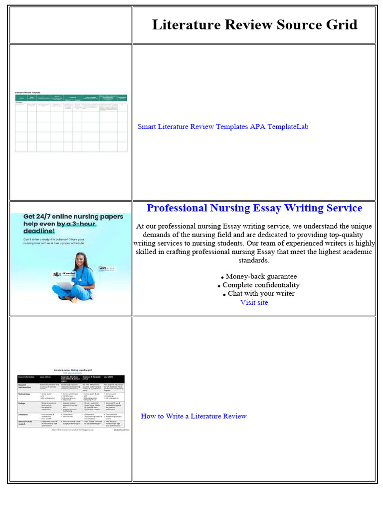 Literature Review Source Grid | PDF | Essays | Literature Review