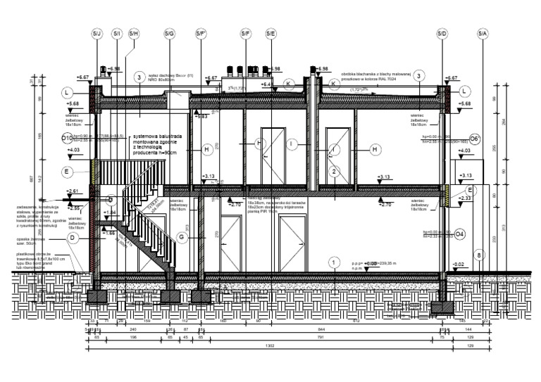 1-Arkusz - Pb-A-5-04 - Budynek 5a I 5b Przekrój A-A Model | PDF