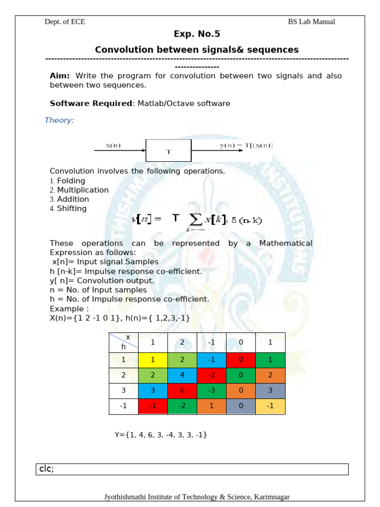 bs-exp-5 | PDF | Convolution | Electrical Engineering