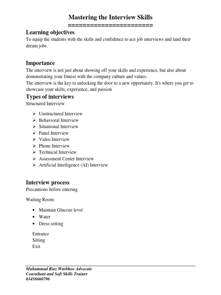 Master Interview Skills for Success | PDF | Job Interview | Skill