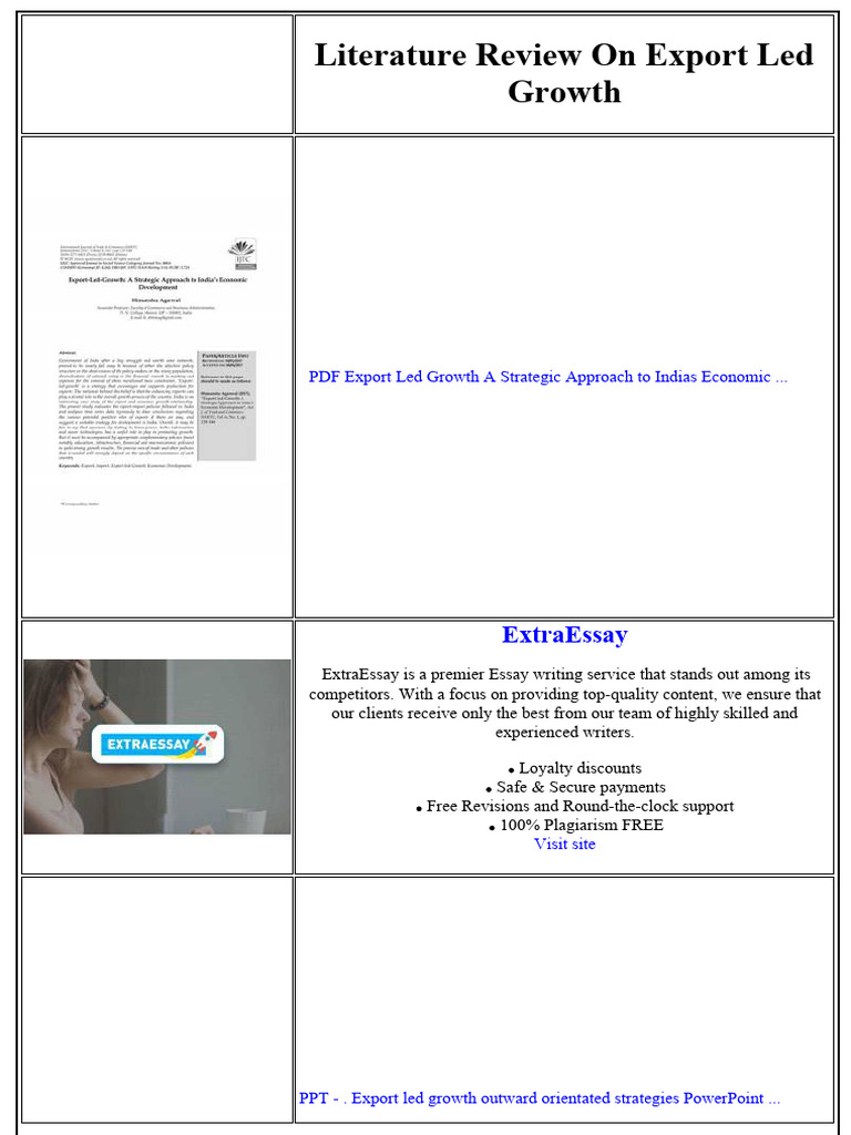 Literature Review On Export Led Growth | PDF | Exports | Economic Growth