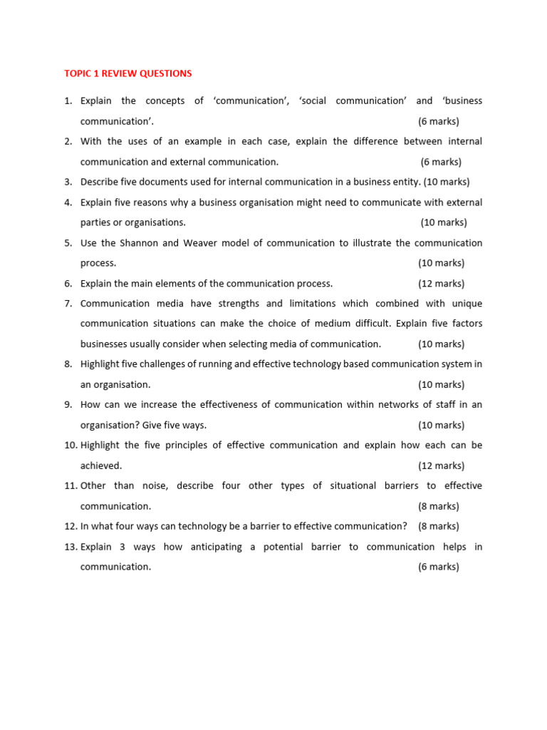 Topic 1 Review Questions | PDF