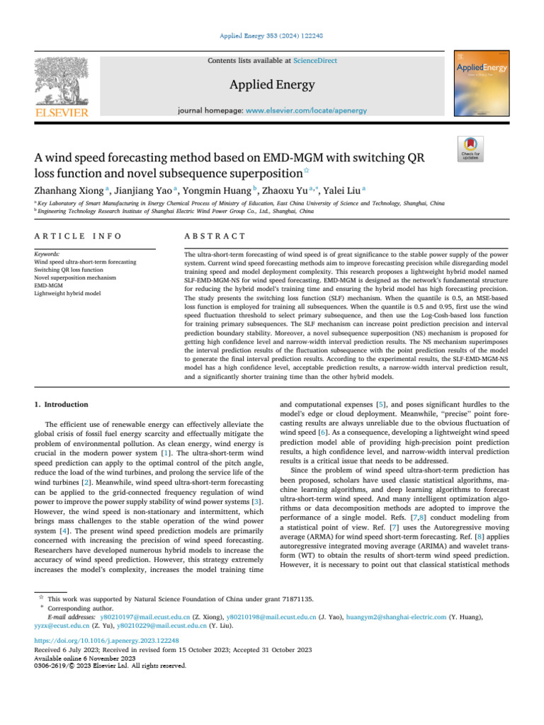 A Wind Speed Forecasting Method Based On EMD-MGM With Switching QR Loss ...