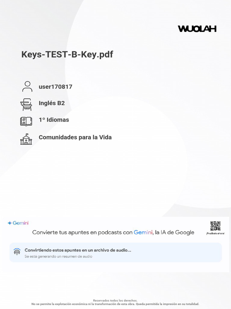 Wuolah Free Keys TEST B Key | PDF