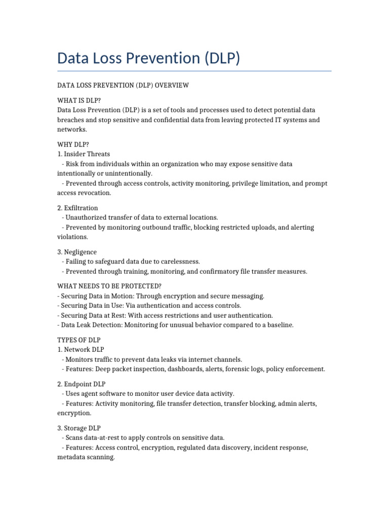 Data Loss Prevention Overview | PDF