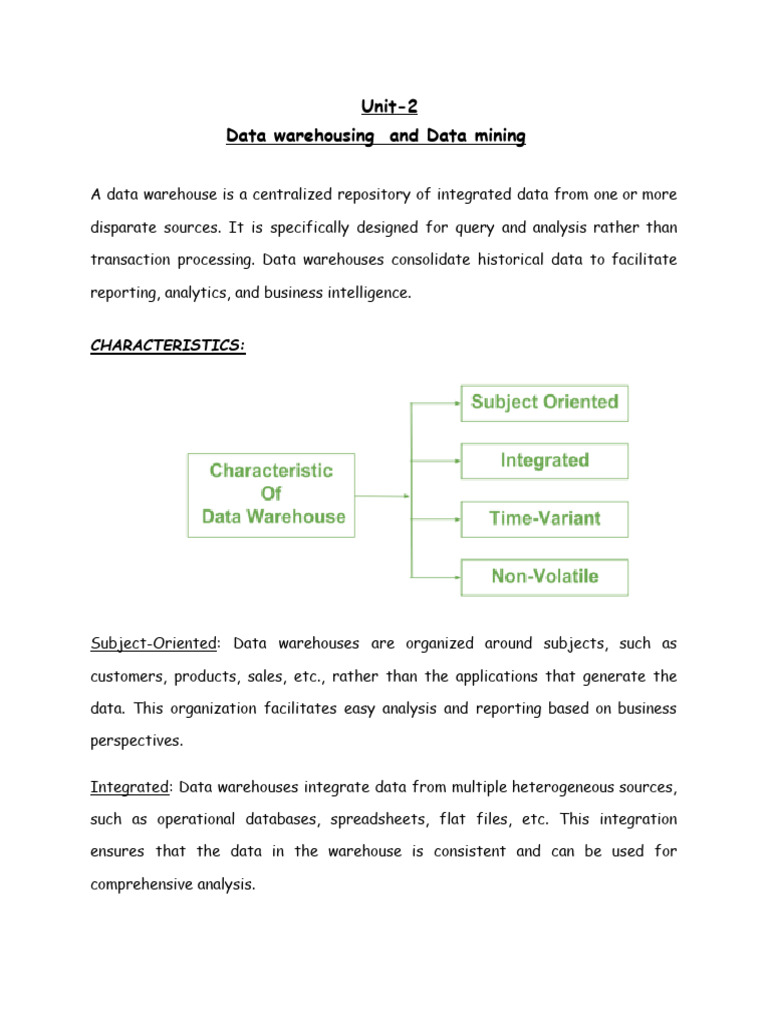 Business Intelligence Unit-2 | PDF | Data Warehouse | Data Mining