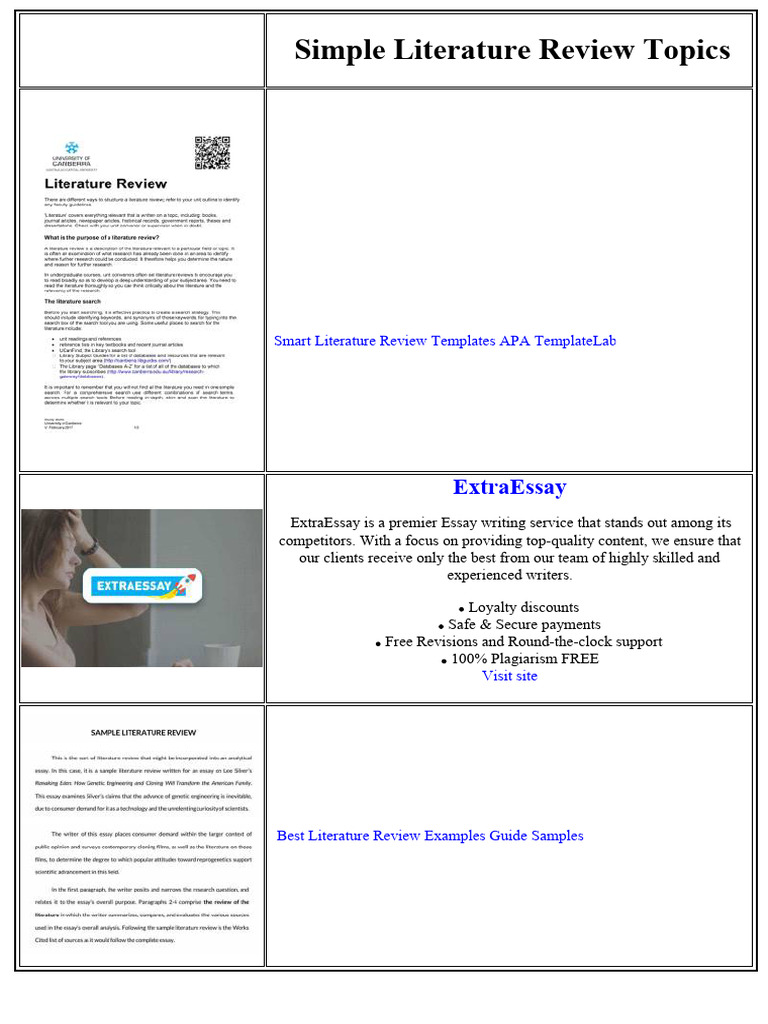Simple Literature Review Topics | PDF | Essays | Literature Review
