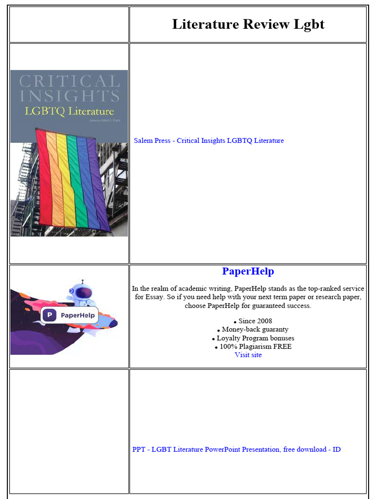 Literature Review Lgbt | PDF | Transgender | LGBTQIA+ Studies