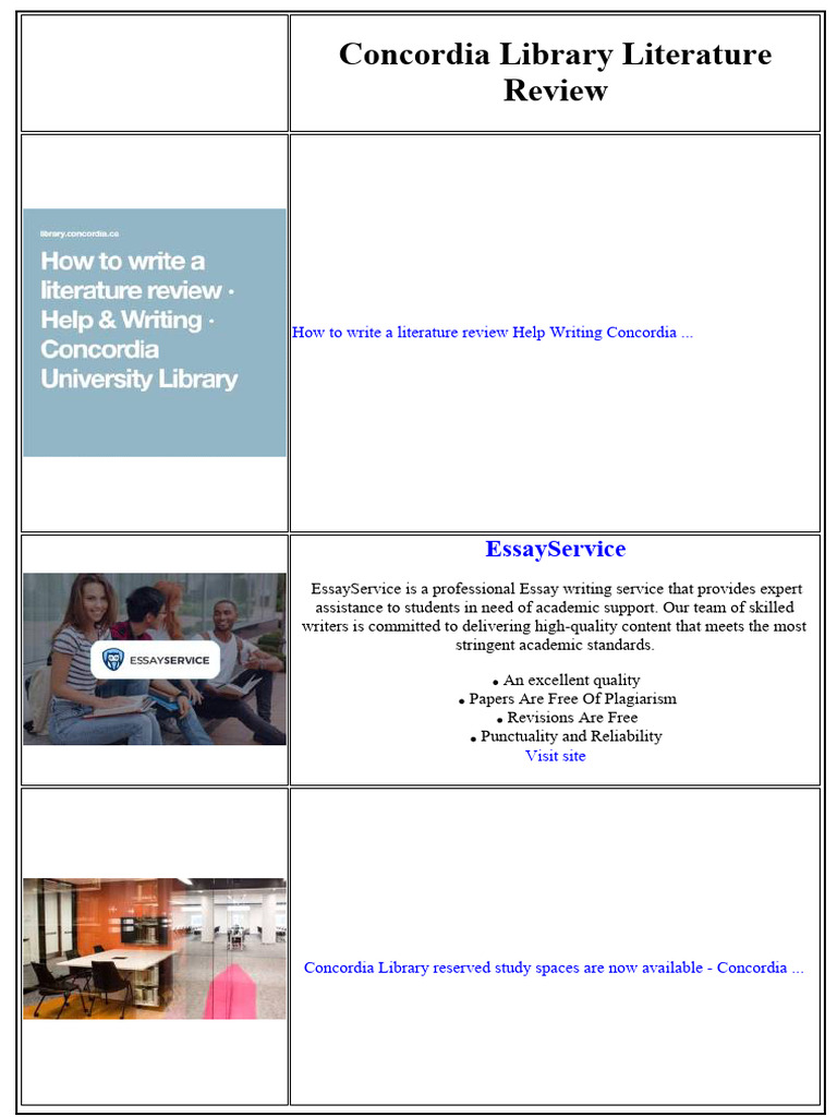 Concordia Library Literature Review | PDF | Libraries | Http Cookie